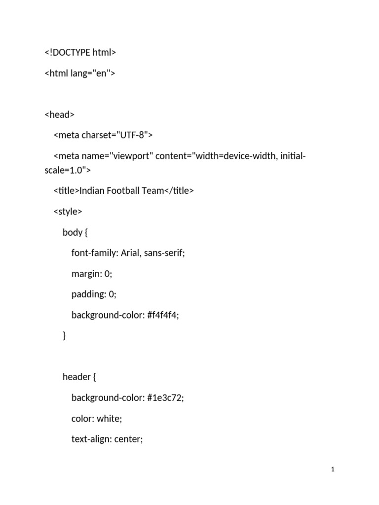 Indian National Football Team Project HTML | PDF | Sports | Association ...