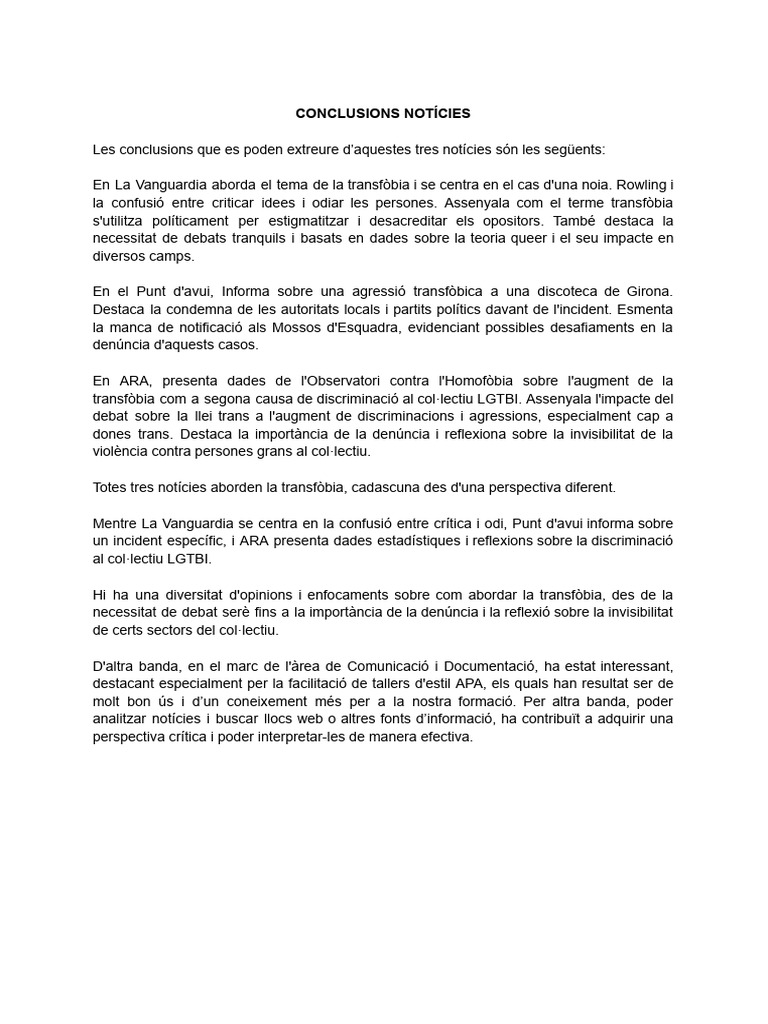 Conclusions Notícies | PDF