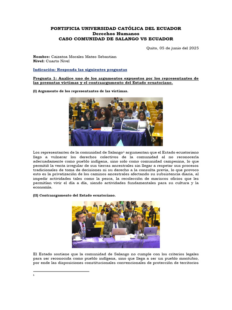 Análisis - Caso Comunidad de Salango Vs Ecuador - 123110 | PDF ...