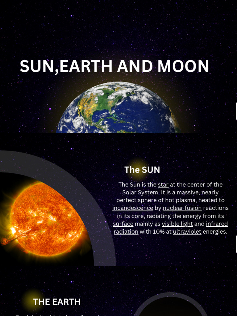 Sun, Earth, Moon: Solar System Overview | PDF | Moon | Earth