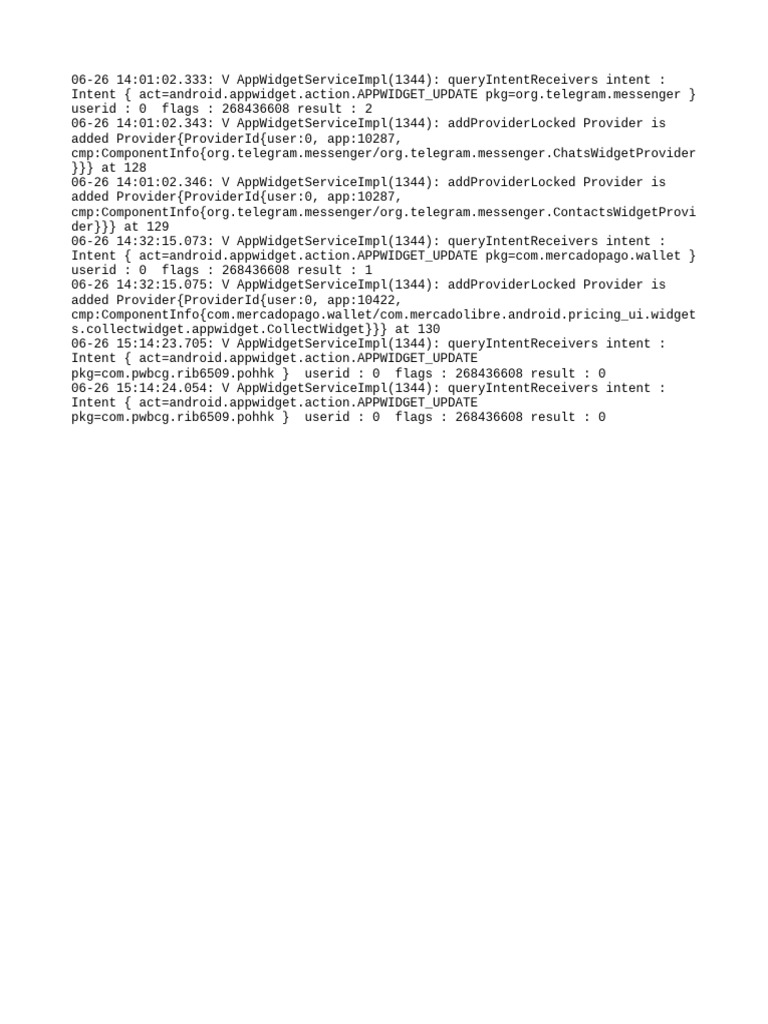 Appwidget History Log0 | PDF