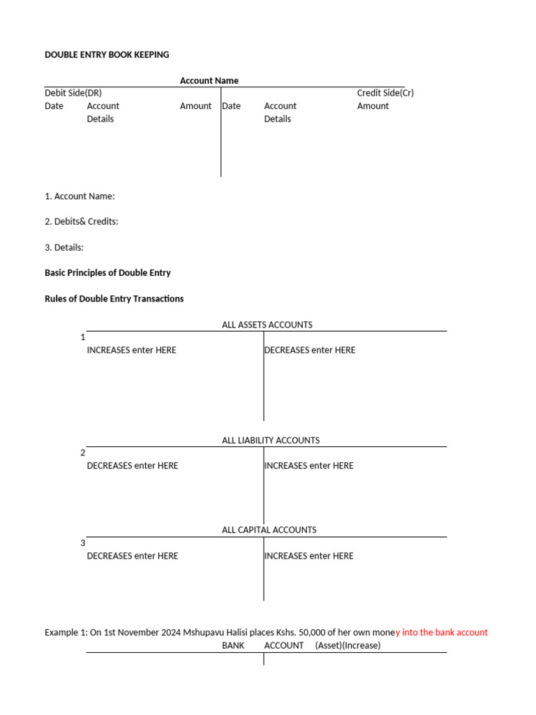 Double Entry Bookkeeping Essentials | PDF | Debits And Credits ...