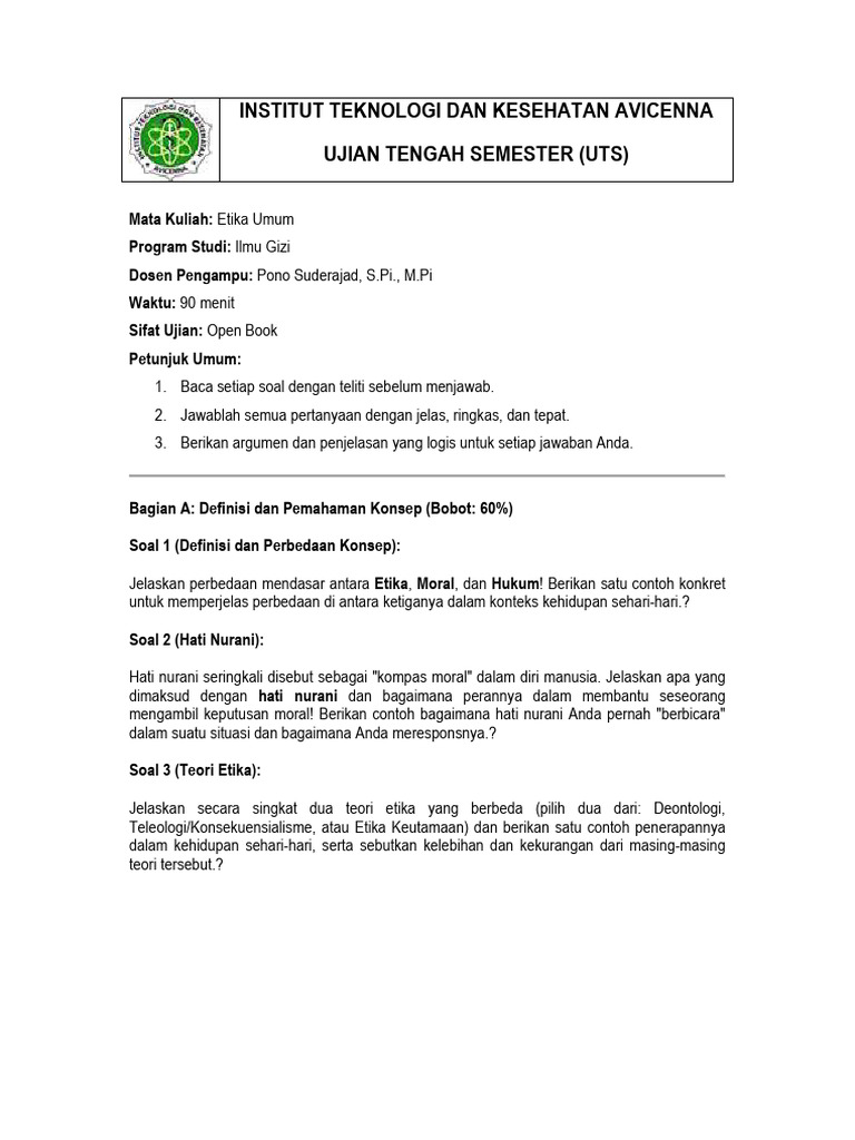 UTS ETIKA UMUM | PDF