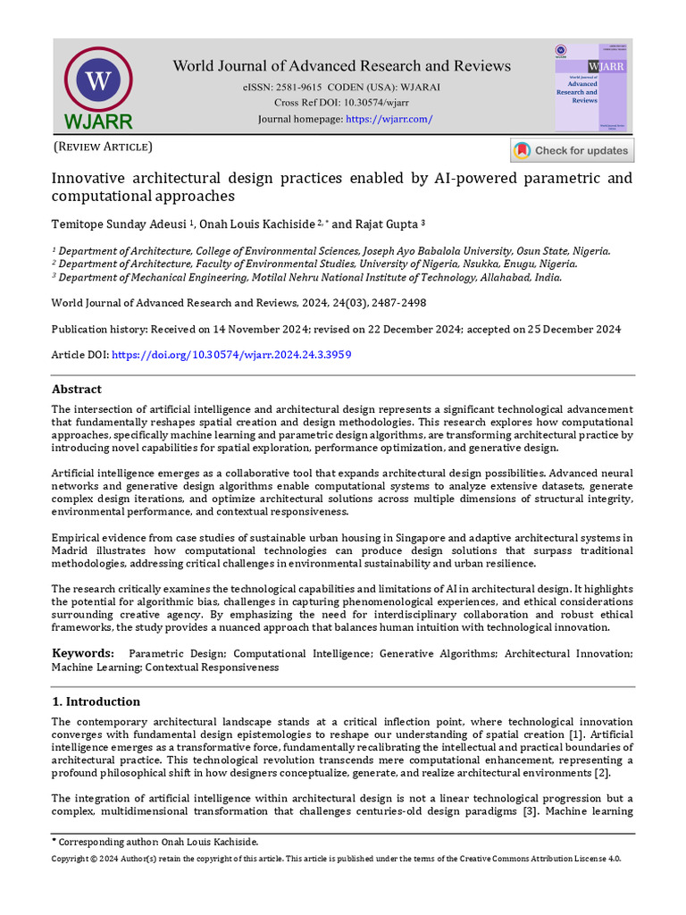 AI in Architectural Design Innovation | PDF | Intelligence (AI ...