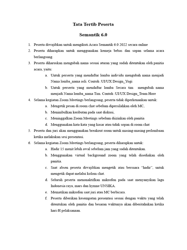 Tata Tertib Peserta | PDF