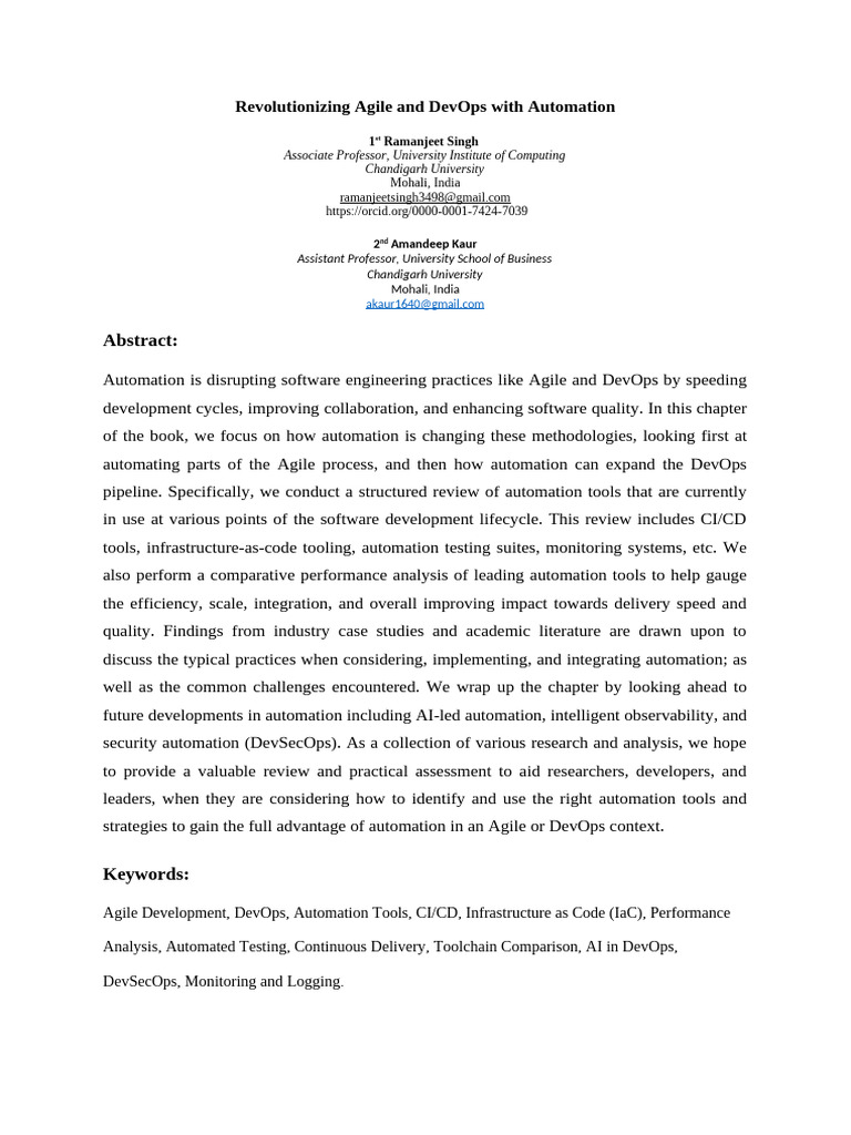 Revolutionizing Agile and DevOps With Automation-Dr Ramanjeet CU | PDF | Agile Software ...