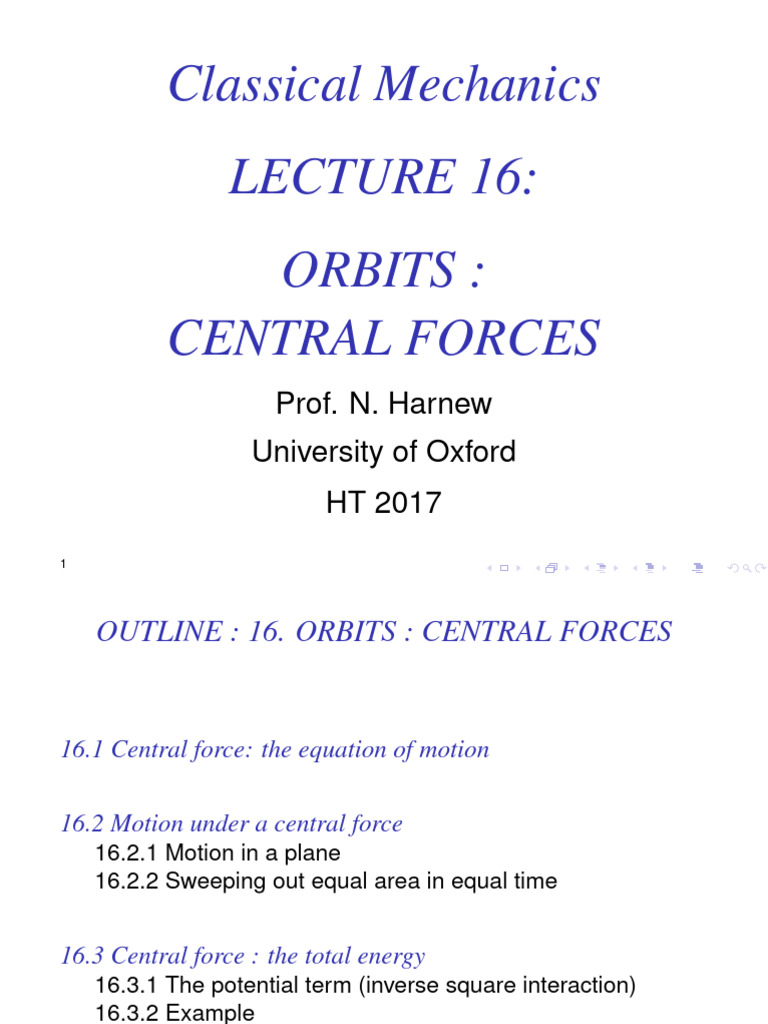Central Force | PDF | Force | Angular Momentum