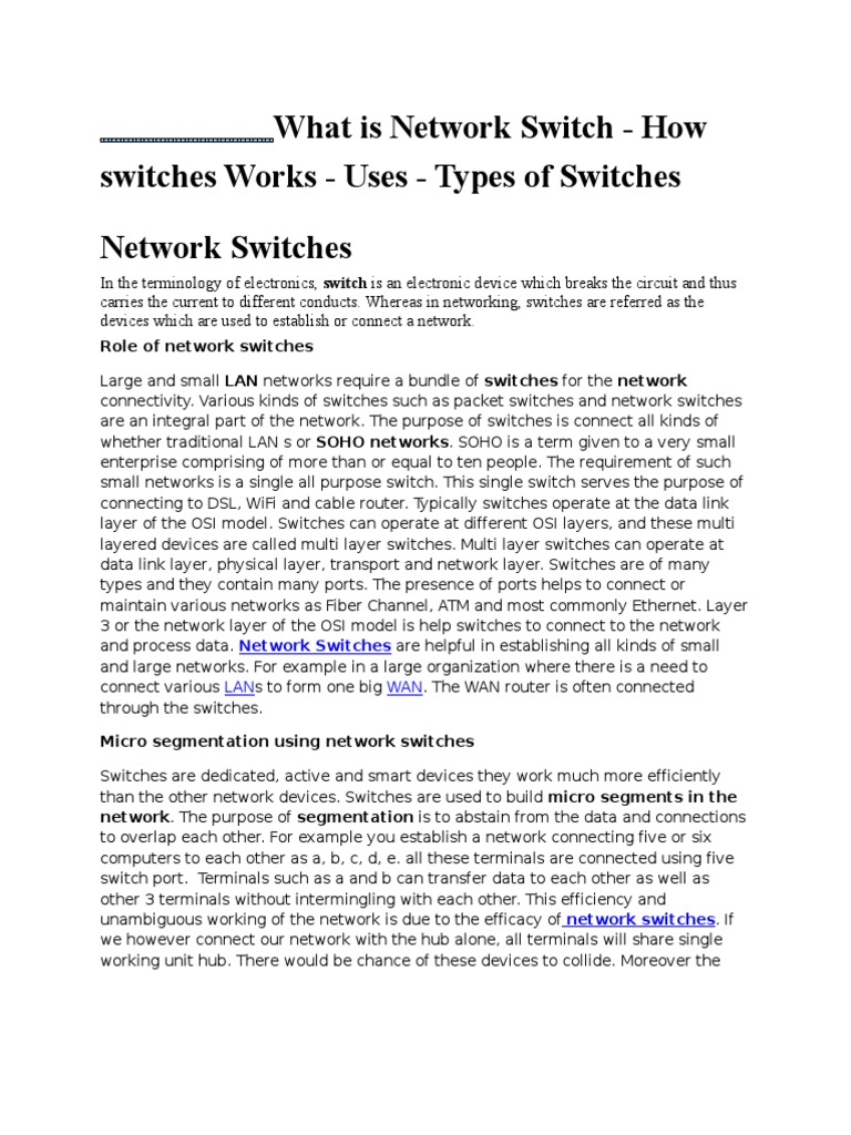 What Is Network Switch Pdf Switch Computer Network