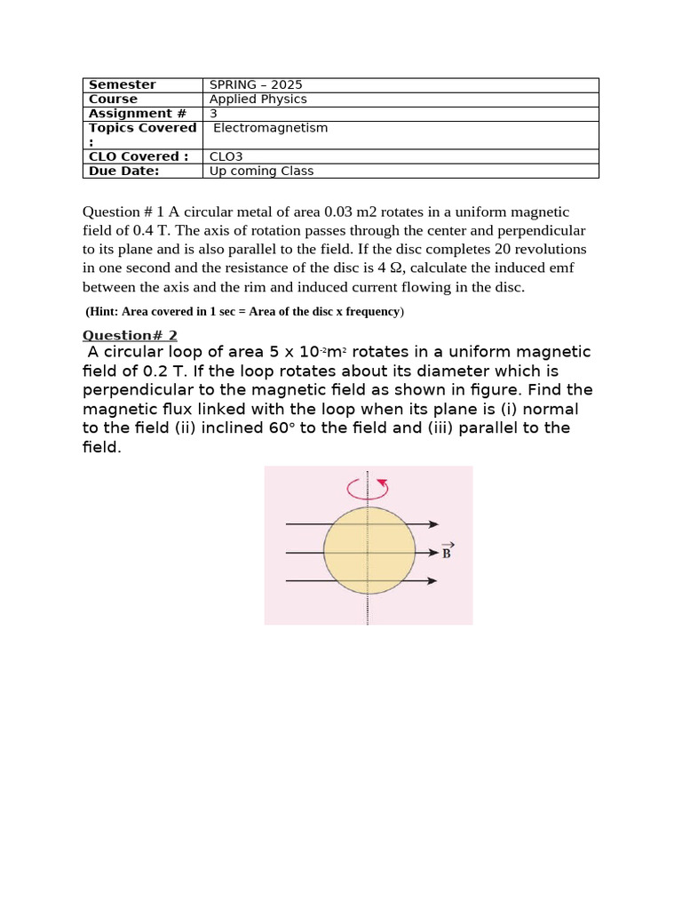 Applied Physics Assignment on Electromagnetism | PDF