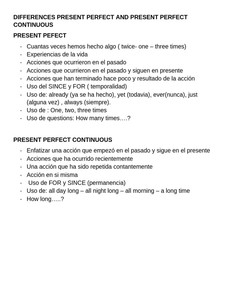 Present Perfect vs. Continuous Explained | PDF