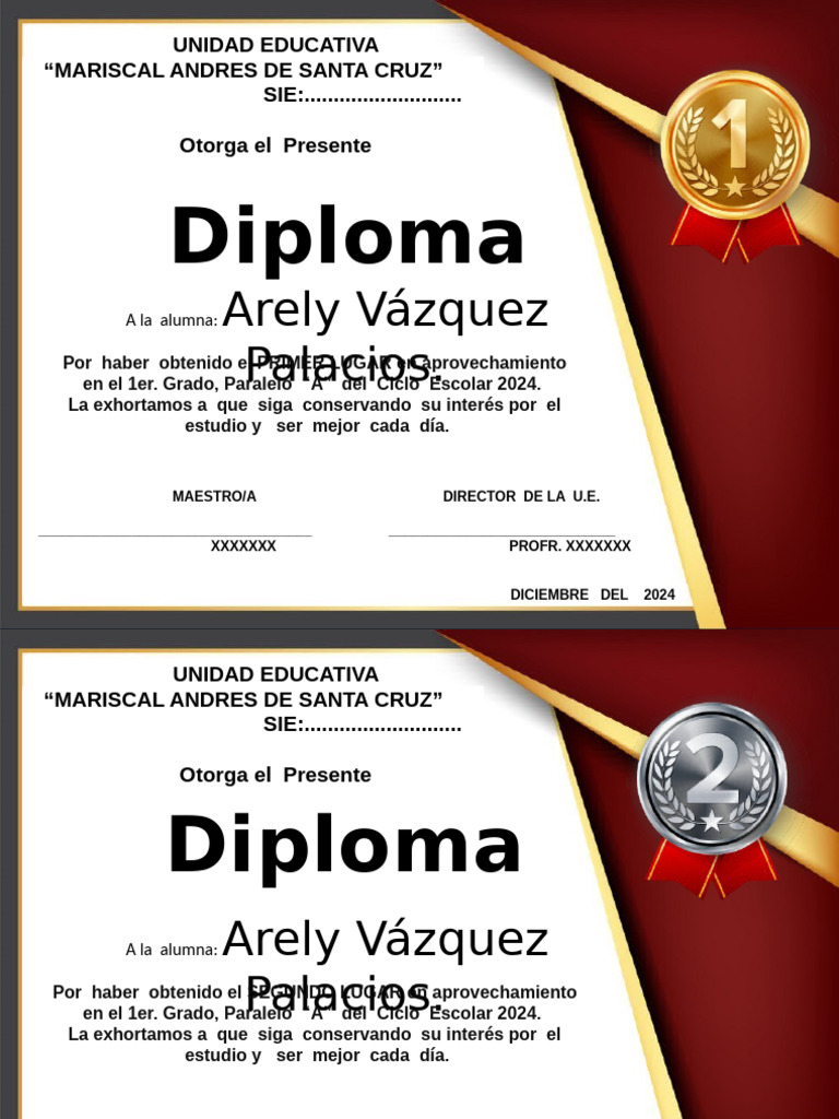 Diplomas Editables 2024 | PDF