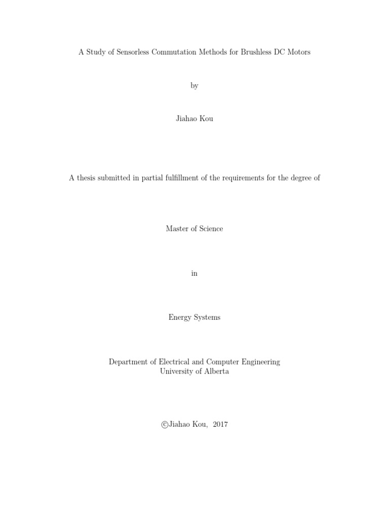 A Study of Sensorless Commutation Methods For Brushless DC Motors | PDF ...