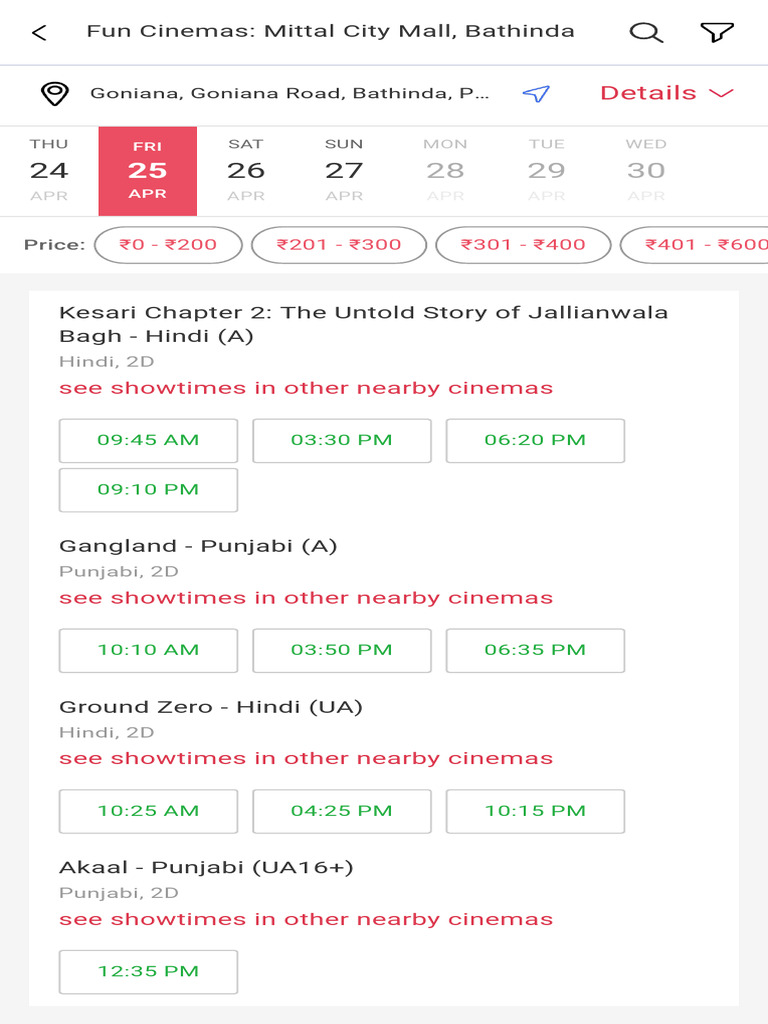 Fun Cinemas Mittal City Mall, Bathinda Movie Showtimes Near You in ...