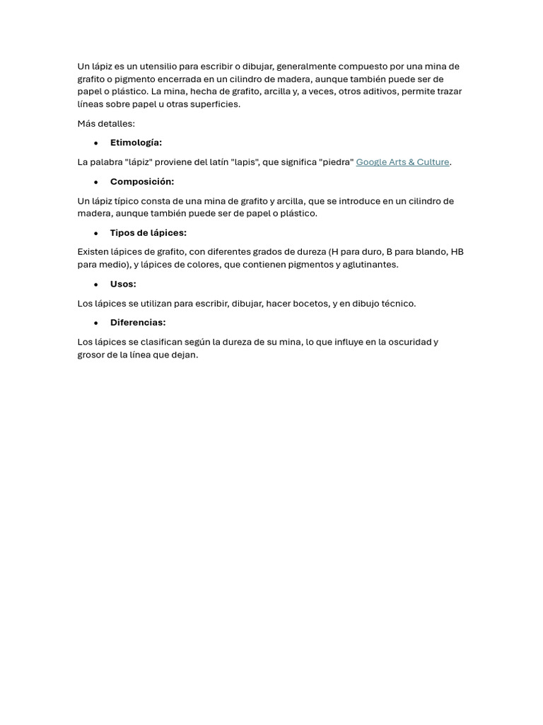 Definición y usos del lápiz | PDF