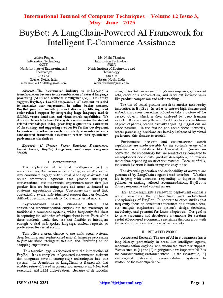 BuyBot A LangChain Powered AI Framework For Intelligent ECommerce Assistance | PDF | Artificial ...