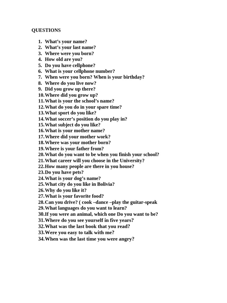 Personal Interview Questions List | PDF