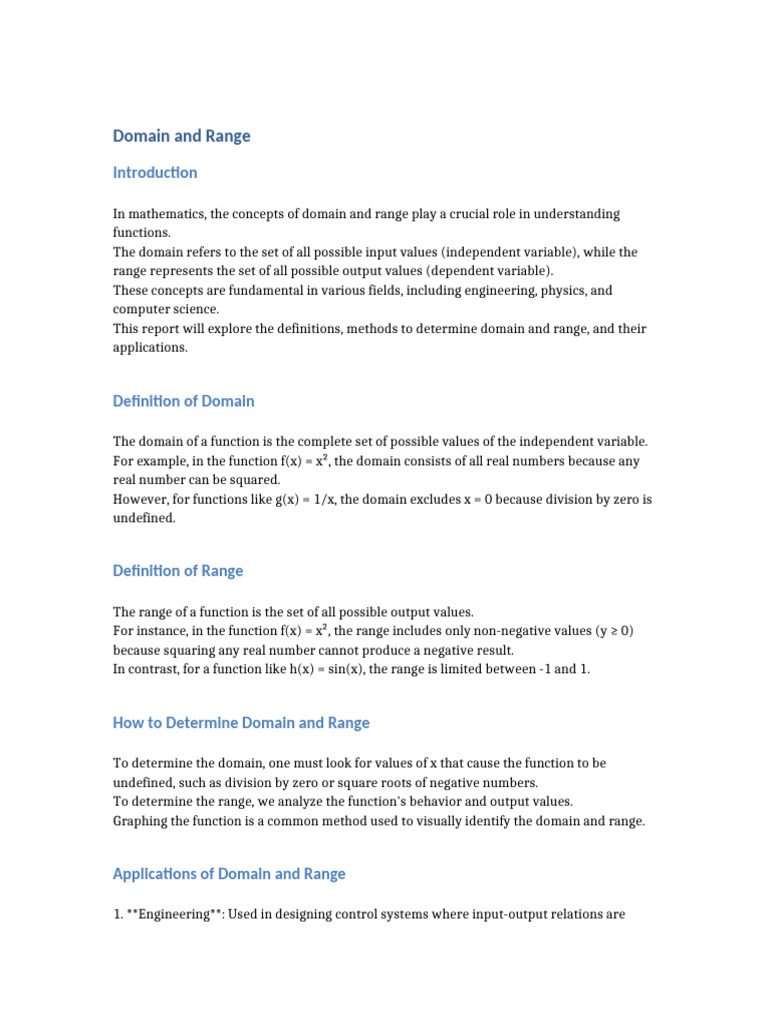 Understanding Domain and Range in Functions | PDF