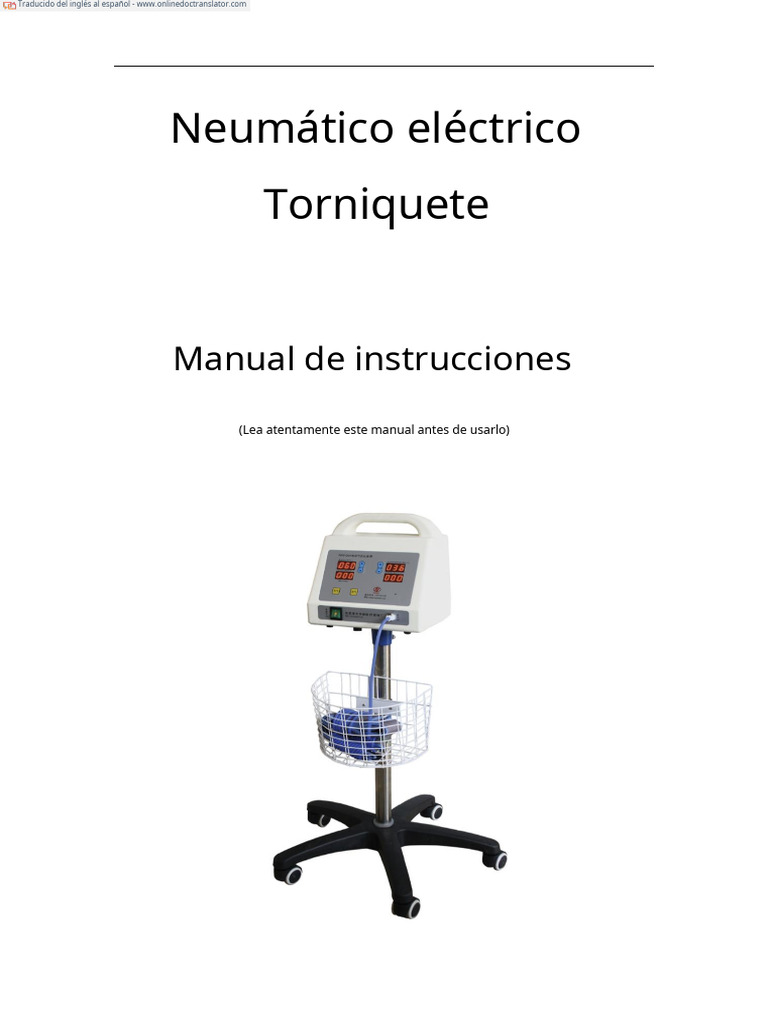 Isquemy Monitor Pneumatic Torniquet_Meditech_manual.en.es | PDF | Neumático | Enchufes y tomas ...