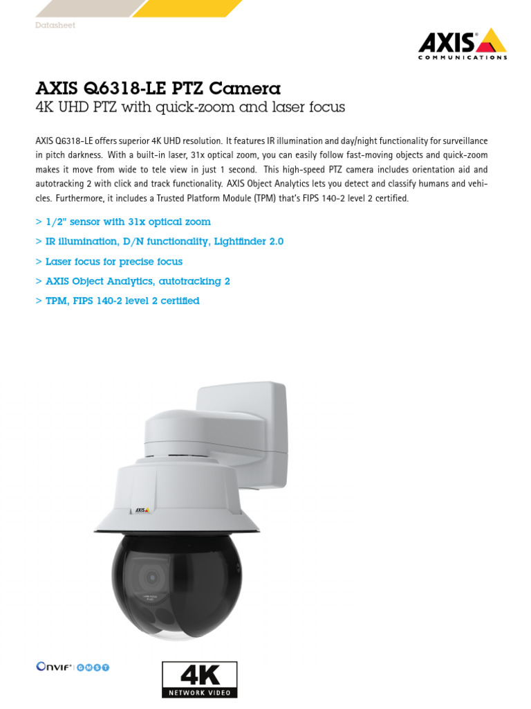 Type 4 - AXIS Q6318-LE PTZ Camera | PDF | Zoom Lens | Camera