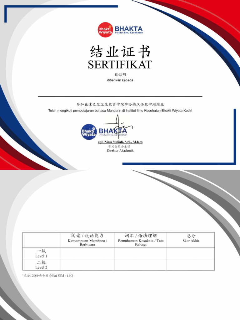 Sertifikat Bahasa Mandarin | PDF