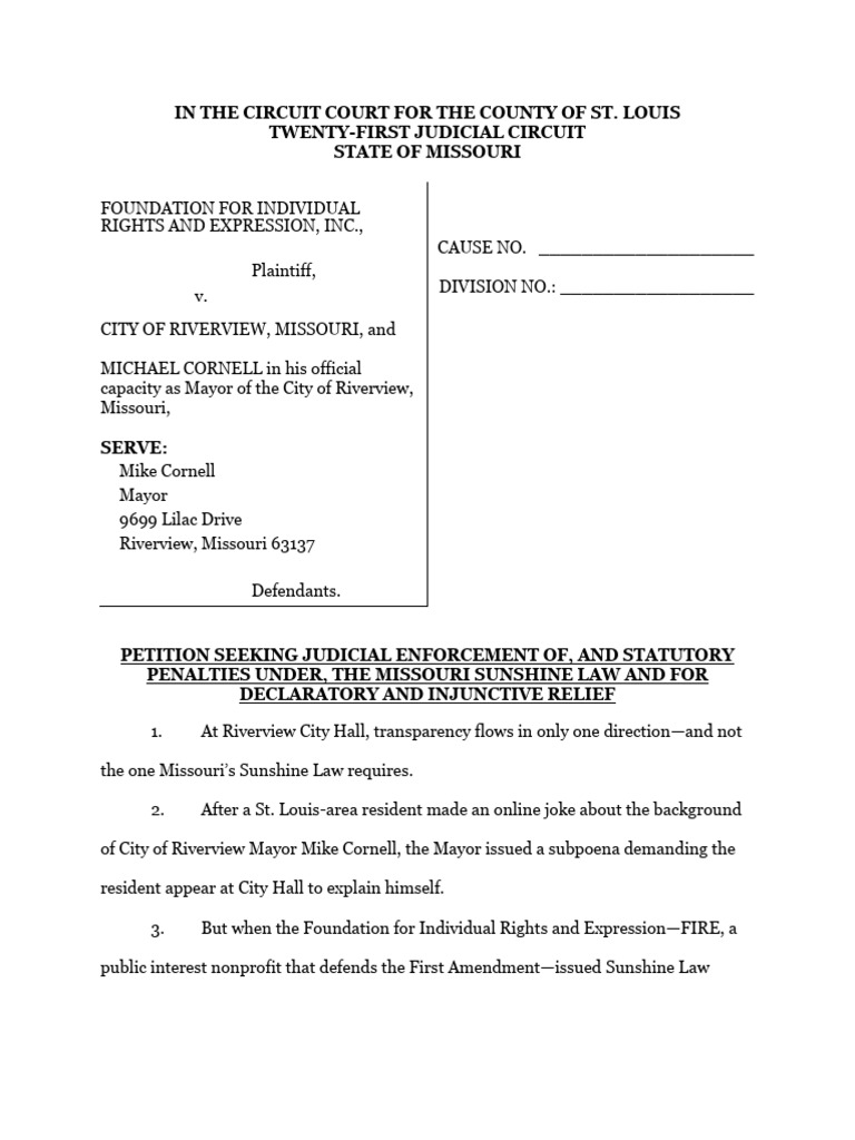 Sunshine Law Enforcement in Riverview | PDF | Freedom Of Information ...