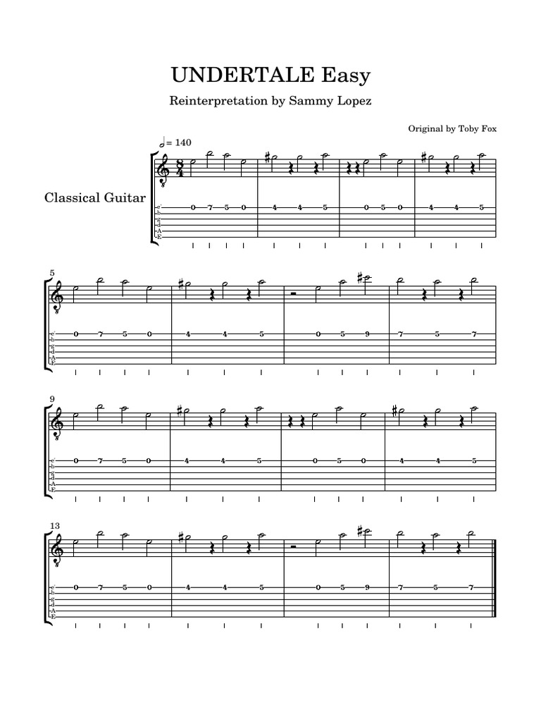 UNDERTALE Easy Guitar Tabs | PDF