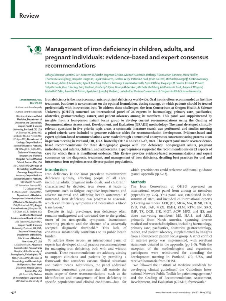 Iron Deficiency Management Guidelines | PDF | Inflammatory Bowel ...