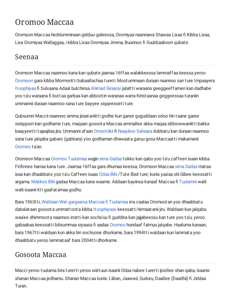 Oromoo Maccaa - Wikipedia | PDF