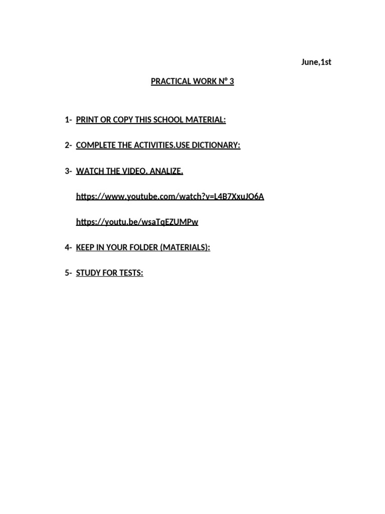 Practical Work 3 June | PDF