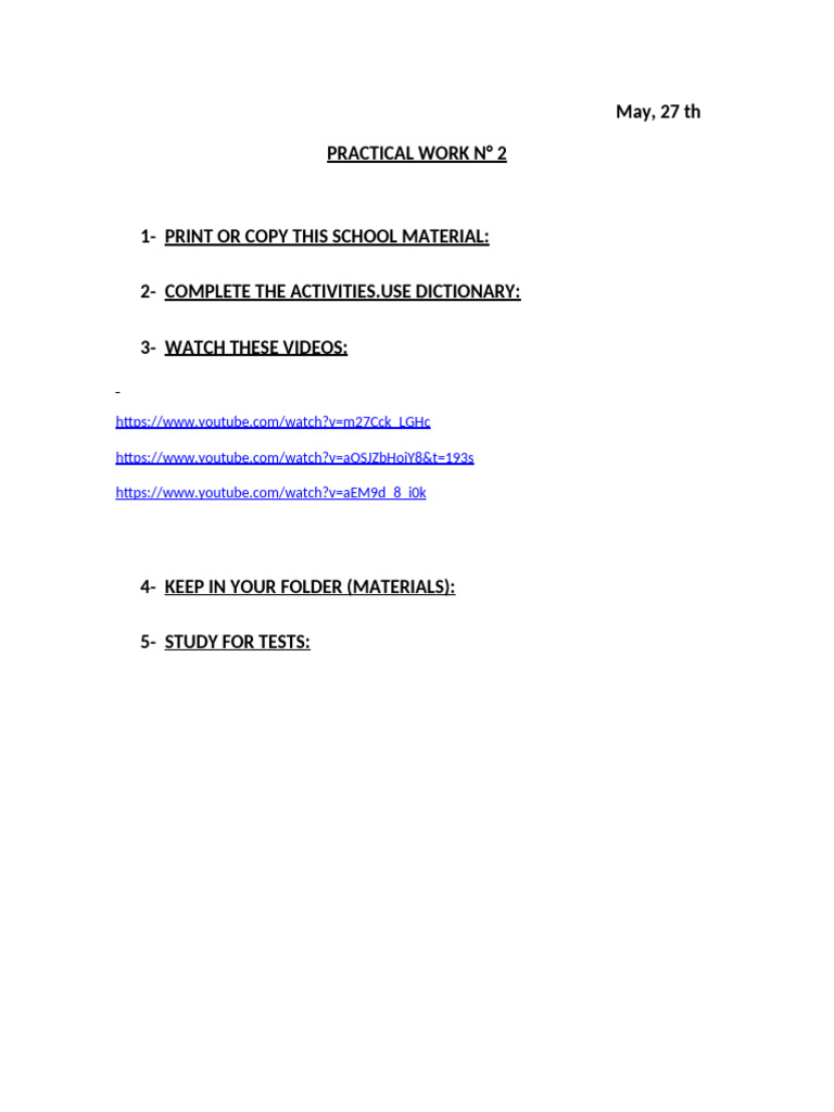 Practical Work 2 May | PDF