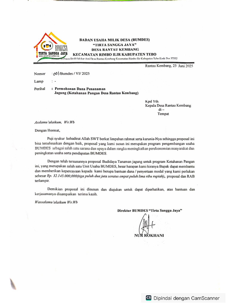 Proposal Bumdes Penanaman Jagung | PDF