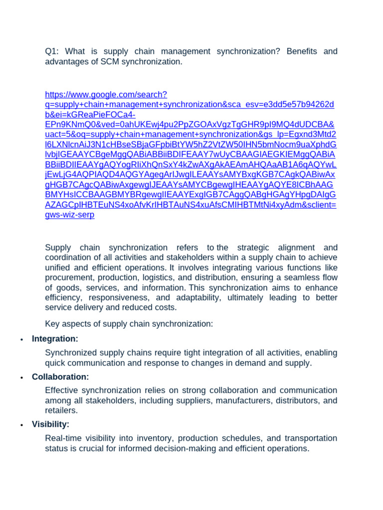 Supply Chain Synchronization | PDF | Supply Chain | Supply Chain Management