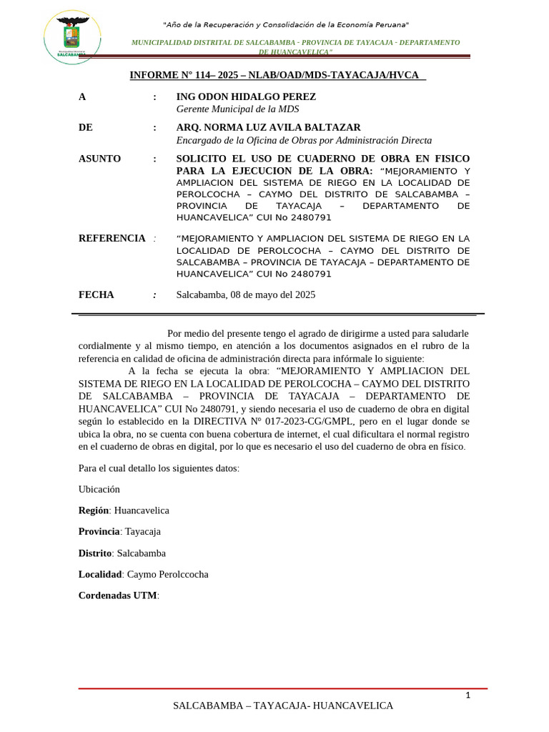 Informe Nº114-2025 Oad | PDF