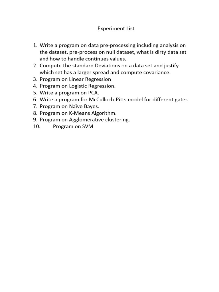 Experiment List For Students | PDF