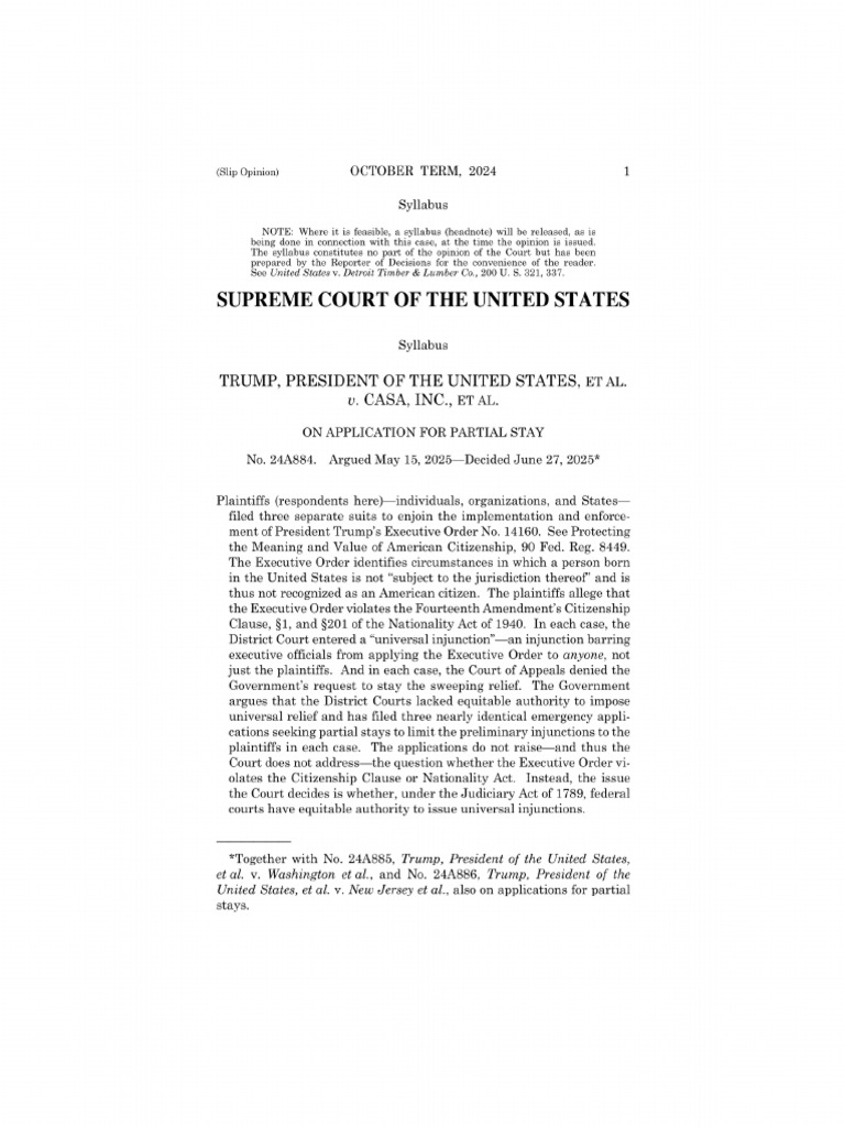 Supreme Court's Birthright Citizenship Ruling On Nationwide Injunctions ...