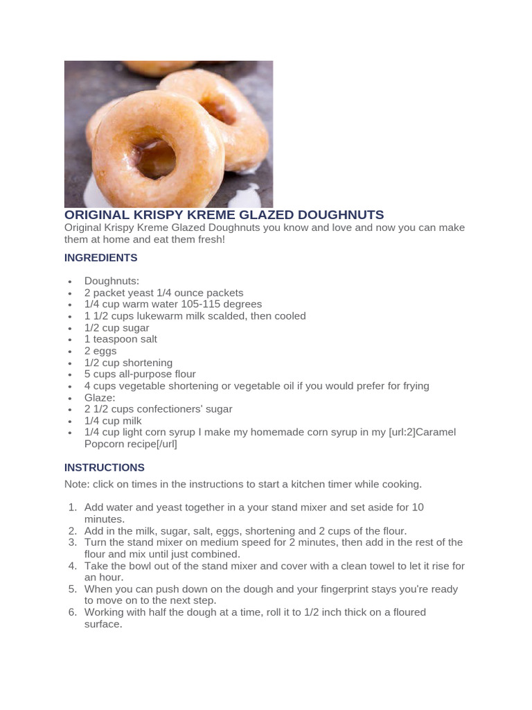 Original Krispy Kreme Glazed Doughnuts | PDF