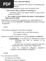LOGIC CHAPTER 5 - Lecture Note | PDF | Fallacy | Argument