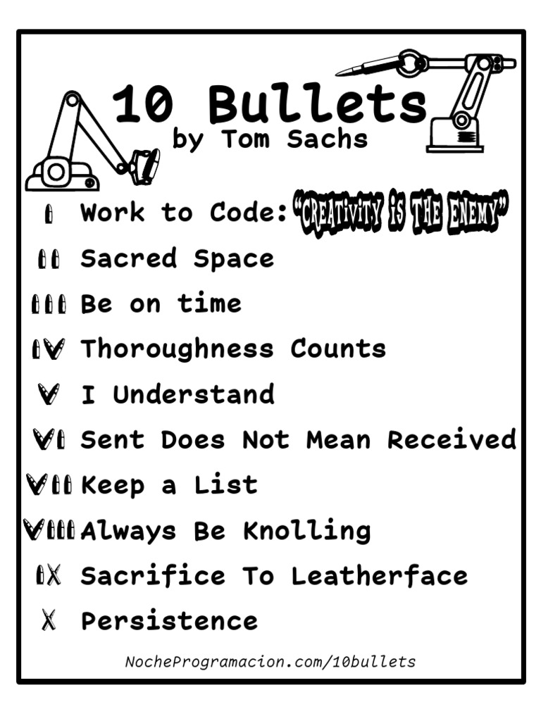 Tom Sachs' 10 Bullets Explained | PDF