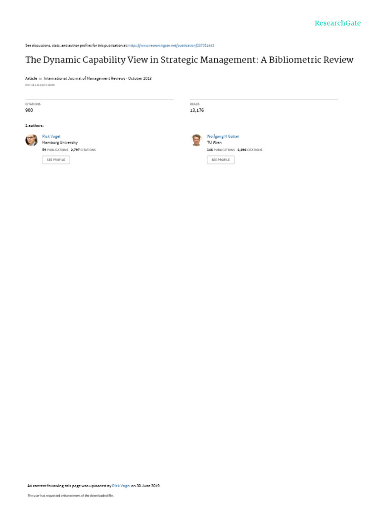 Dynamic Capability View in Management Review | PDF | Bibliography ...