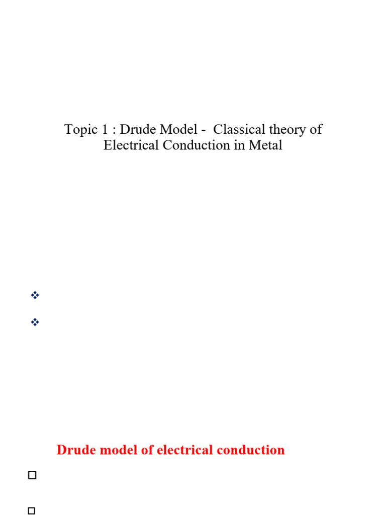 Drude Model of Copper Conductivity | PDF | Electron | Electrical ...