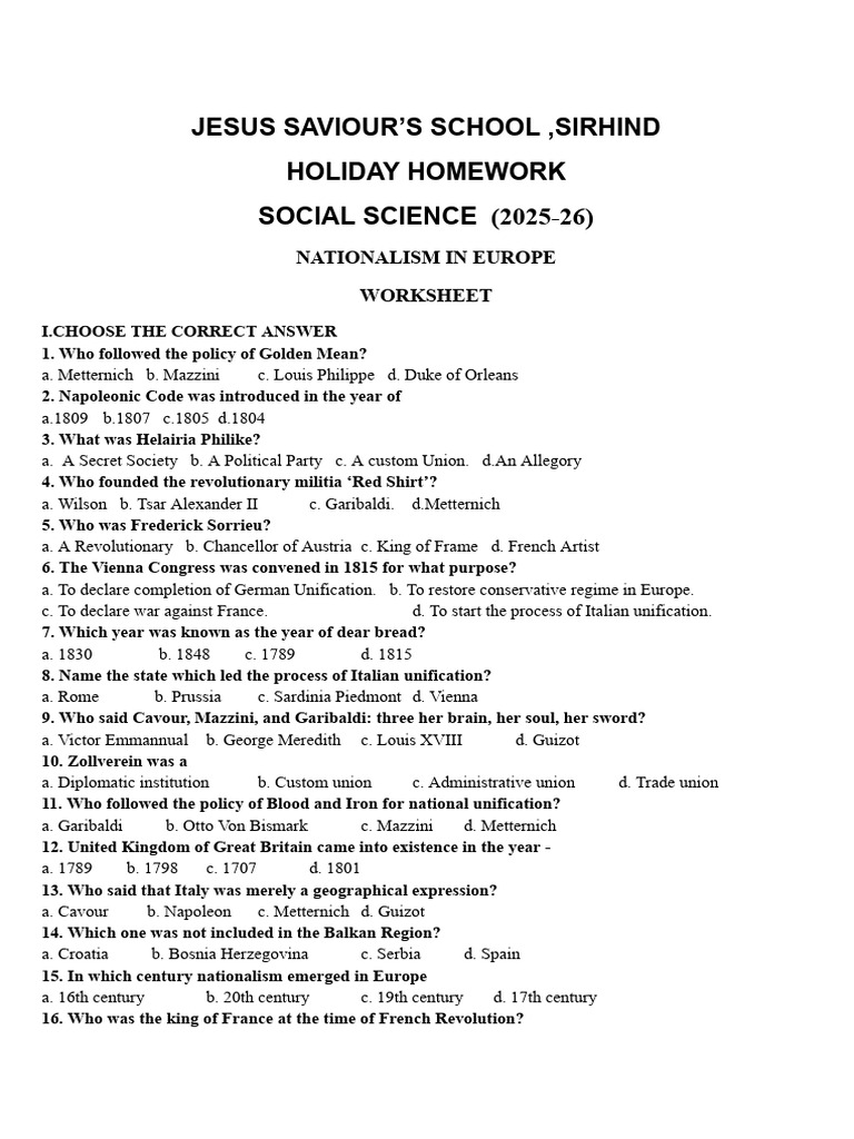 Holiday Homework Class-X (2025-26) | PDF | Mahatma Gandhi | Government ...