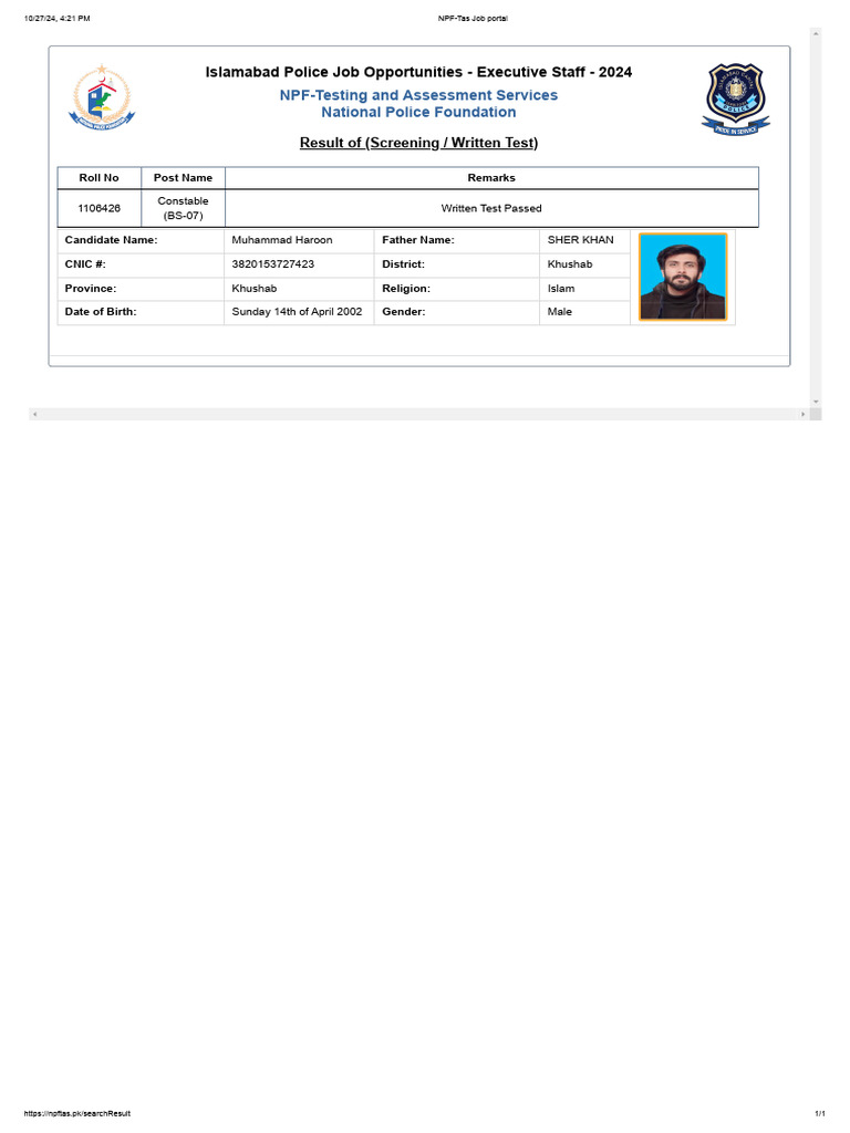 NPF-Tas Job Portal | PDF