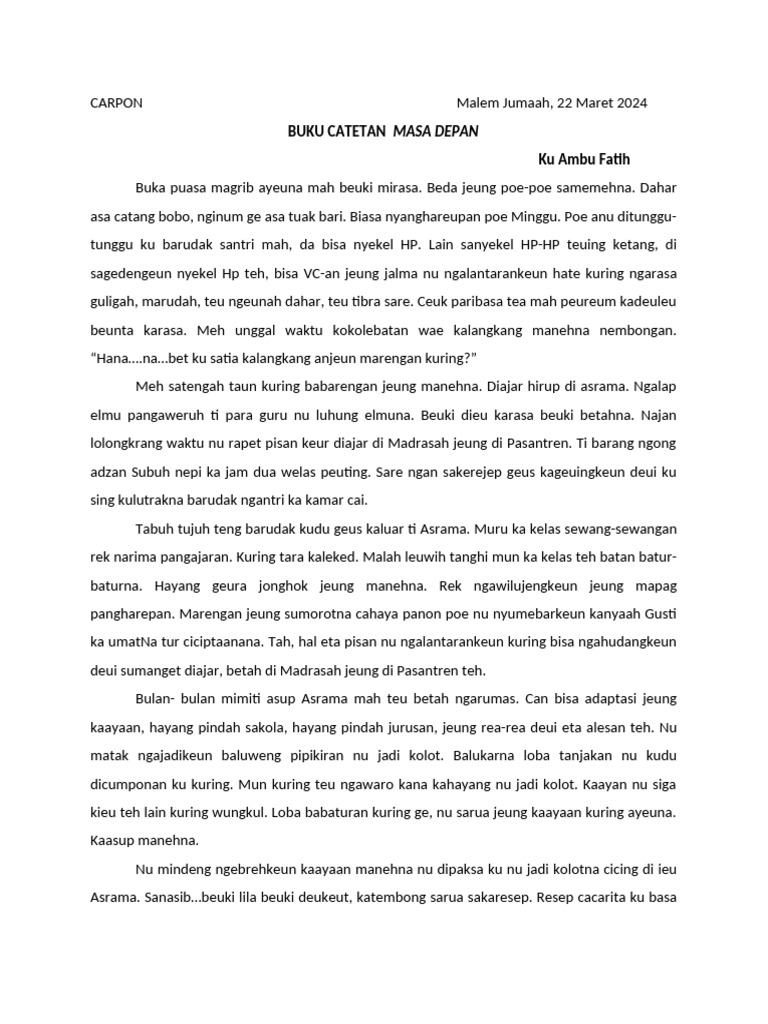 CARPON Buku Catetan Masa Depan | PDF