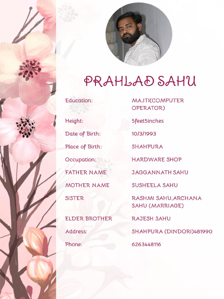 Prahlad Sahu's Biodata | PDF