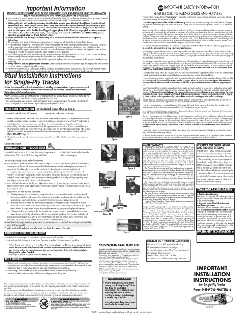 Snowmobile Stud Installation Safety Guide | PDF | Nut (Hardware)