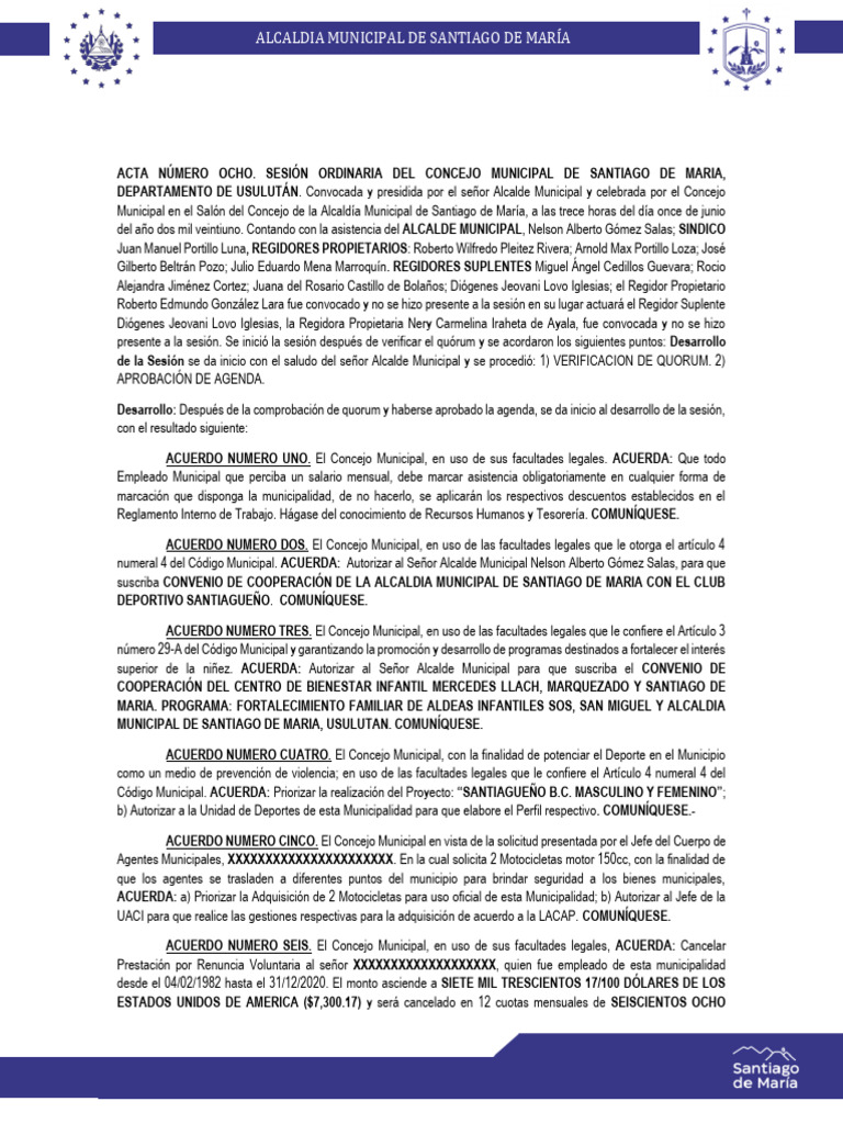 Acta #8-2021 | PDF | Gobierno