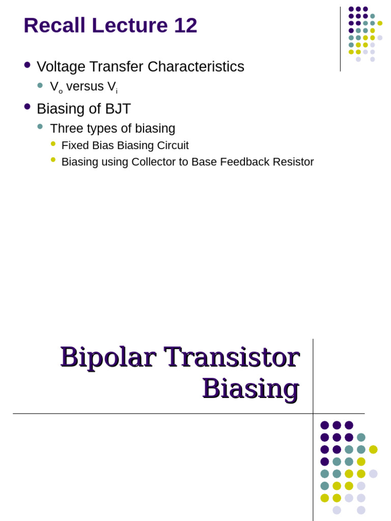 L13 BJT Biasing - S11718 | PDF
