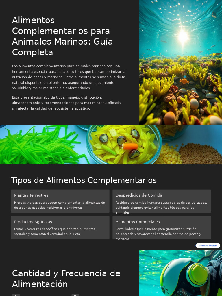 Alimentos Complementarios para Animales Marinos Guia Completa | PDF ...