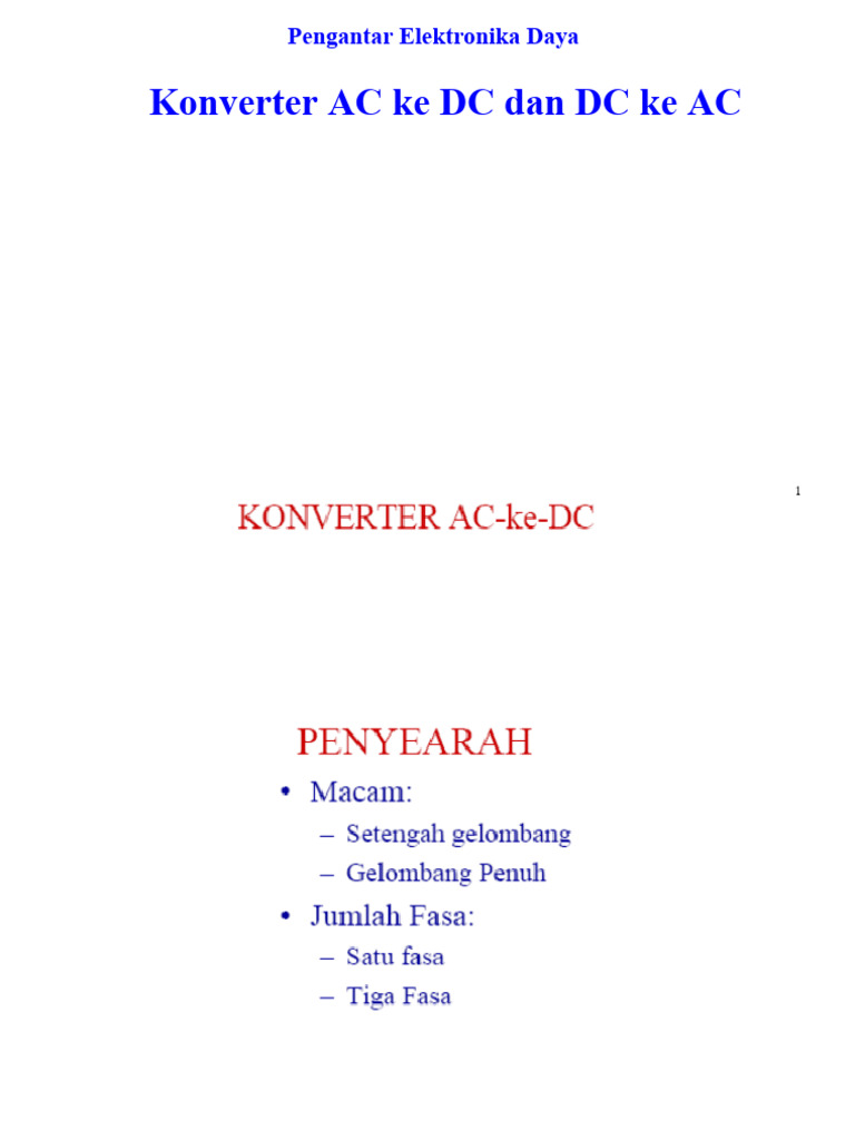 Pengantar Konverter AC-DC dan DC-AC | PDF