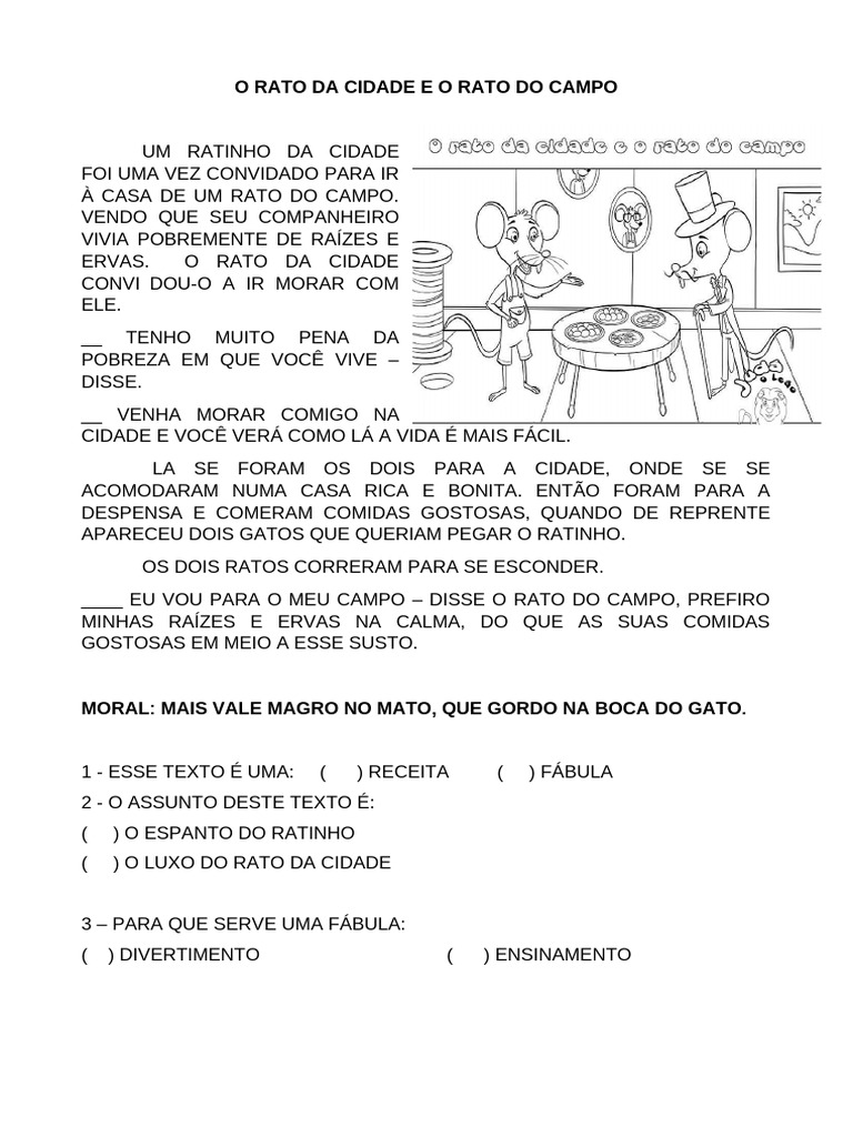 A Fábula do Rato do Campo e da Cidade | PDF